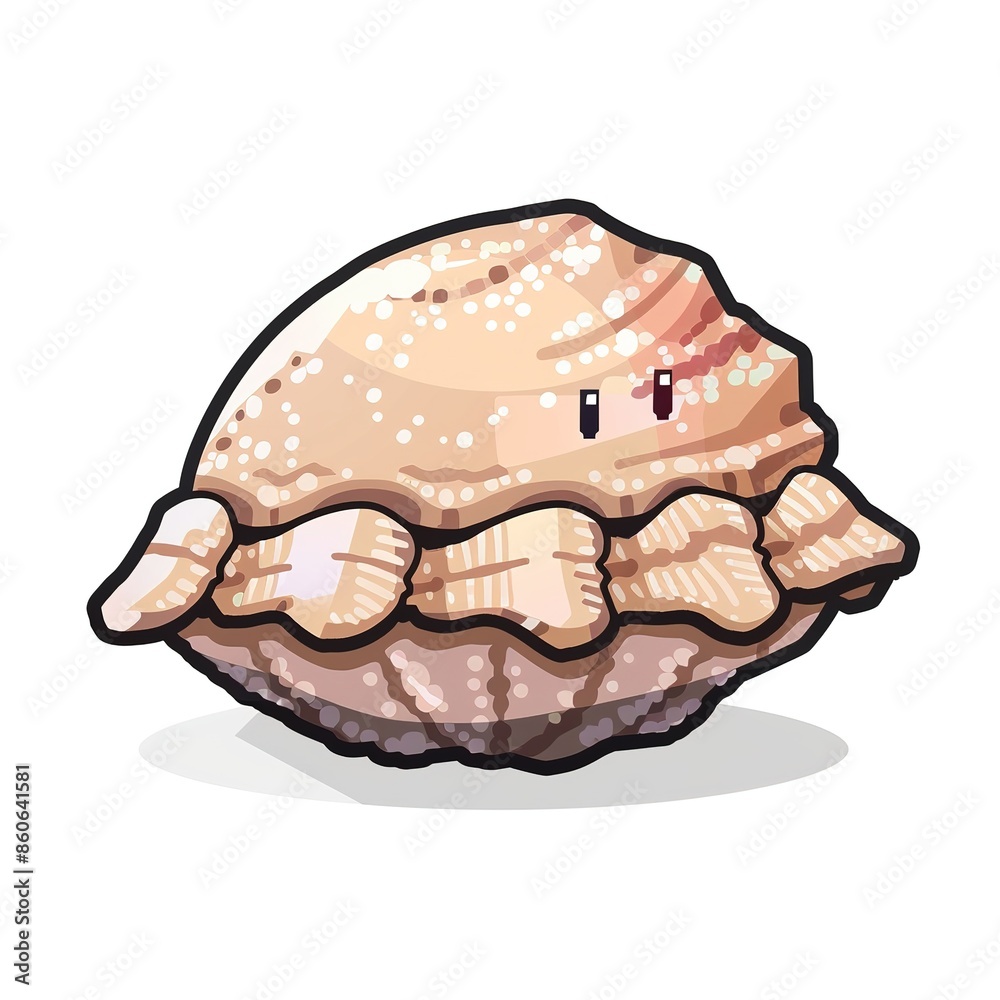 Clam 8-bit cartoon isolated whitebackground Stock Illustration | Adobe ...