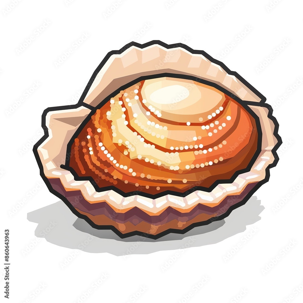Clam 8-bit cartoon isolated whitebackground Stock Illustration | Adobe ...