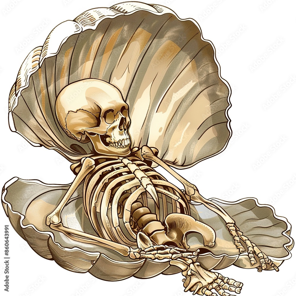 Clam skeleton cartoon isolated whitebackground Stock Illustration ...