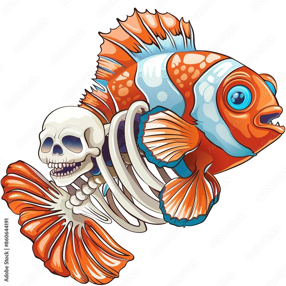 Clownfish skeleton cartoon isolated whitebackground Stock Illustration ...