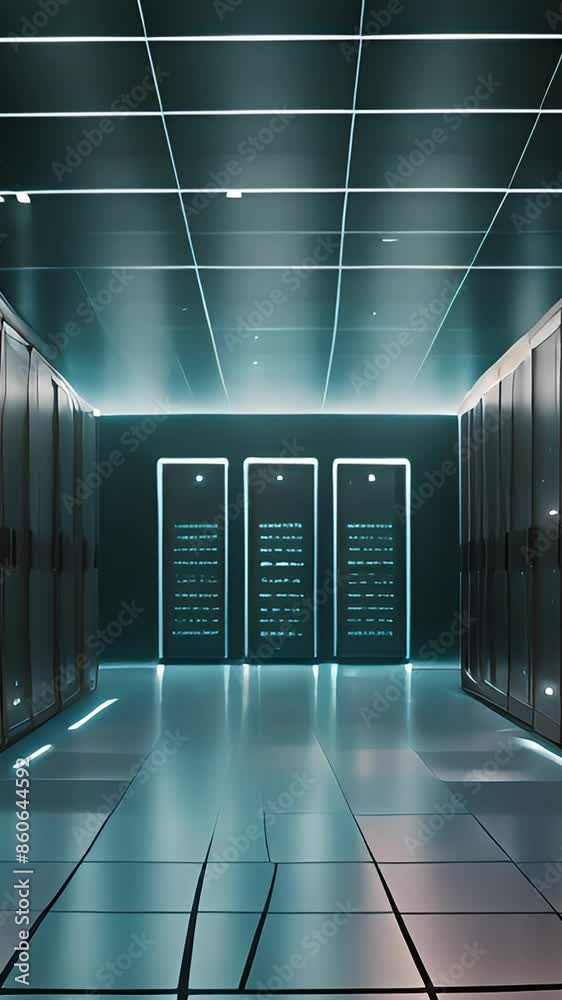 Hightech data center with server racks digital connections ...