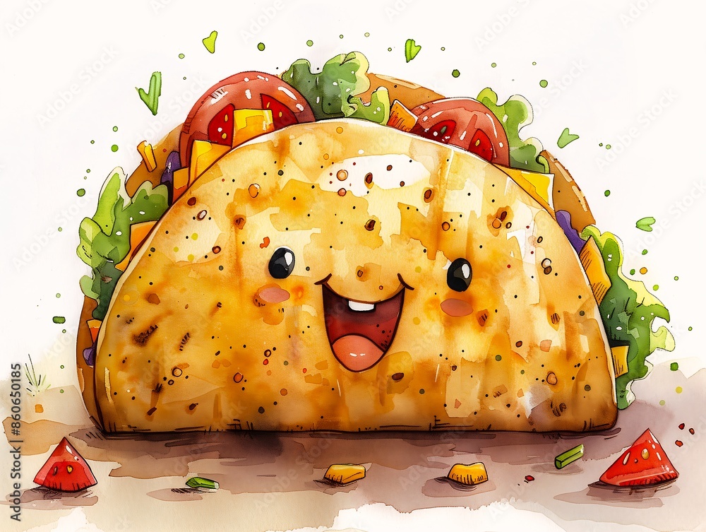 taco face lot vegetables cutest sticker ever toon shading greeting ...