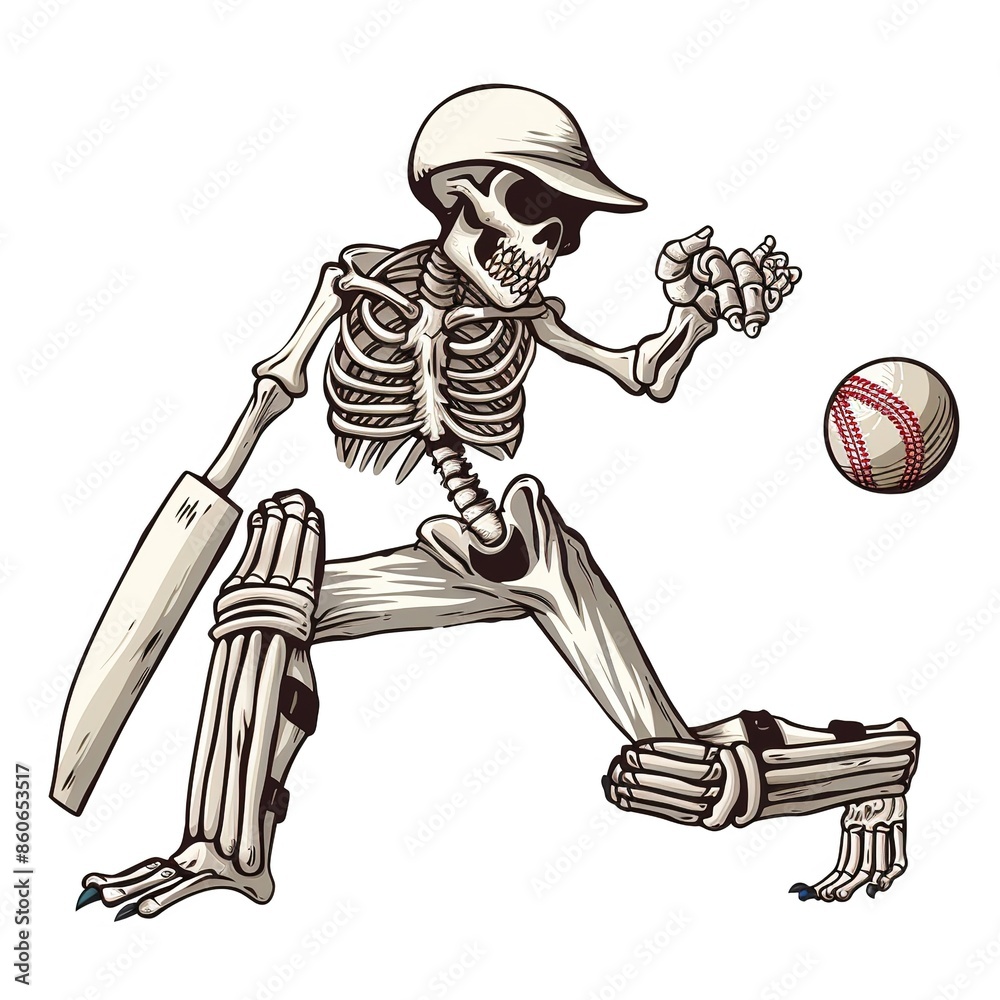 Cricket skeleton cartoon isolated whitebackground Stock Illustration ...