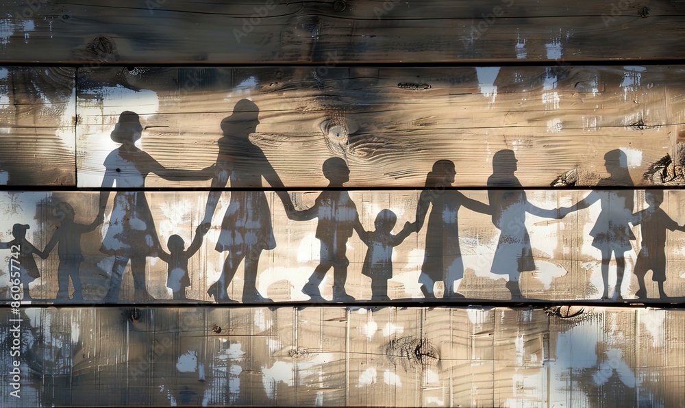 A heartwarming image depicting a paper cutout of family figures casting ...