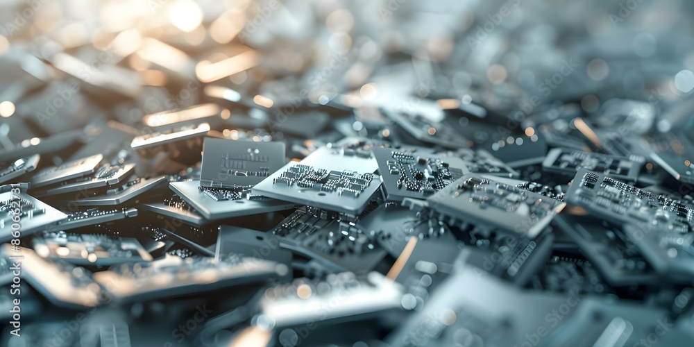 Pile of discarded computer parts for disposal or recycling electronic ...