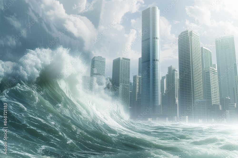 Tsunami threat to city skyline reveals natural disaster power on ...