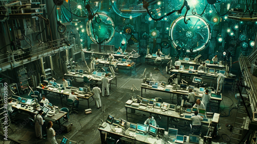 A 1990s technology lab featuring old computers, dot matrix printers ...