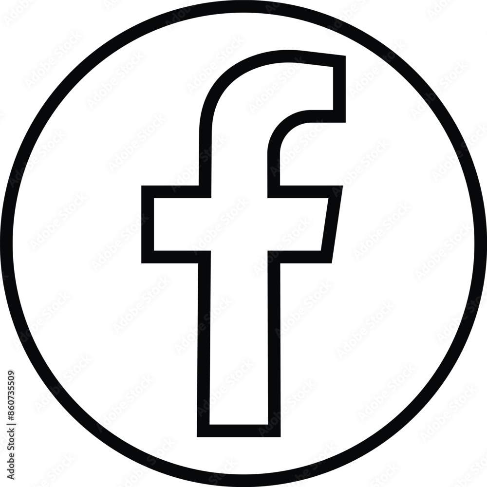 Facebook icon in line. logo with shadow isolated on a transparent ...