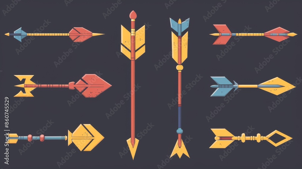 An illustration showcasing colorful arrows with varied designs ...