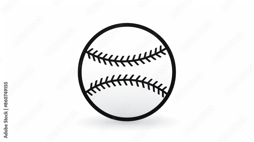 A sleek illustration of a black-and-white baseball icon featuring bold ...