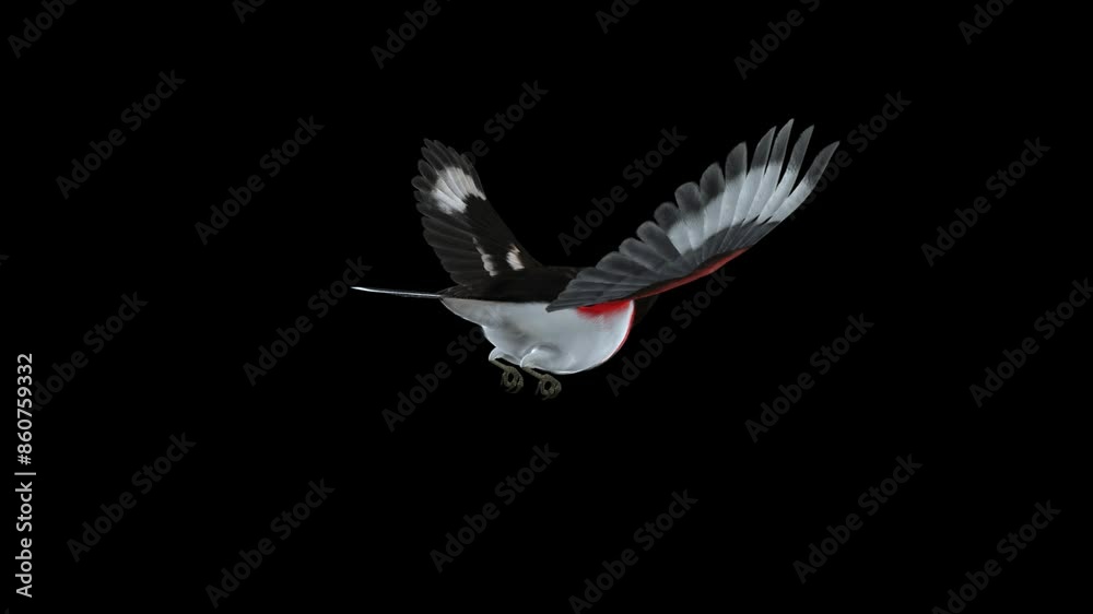 Red Pink Breasted Grosbeak - North American Forest Bird - Flying Loop ...