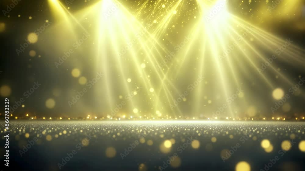 Golden Spotlight on Sparkling Stage: Elegant Background for Awards ...