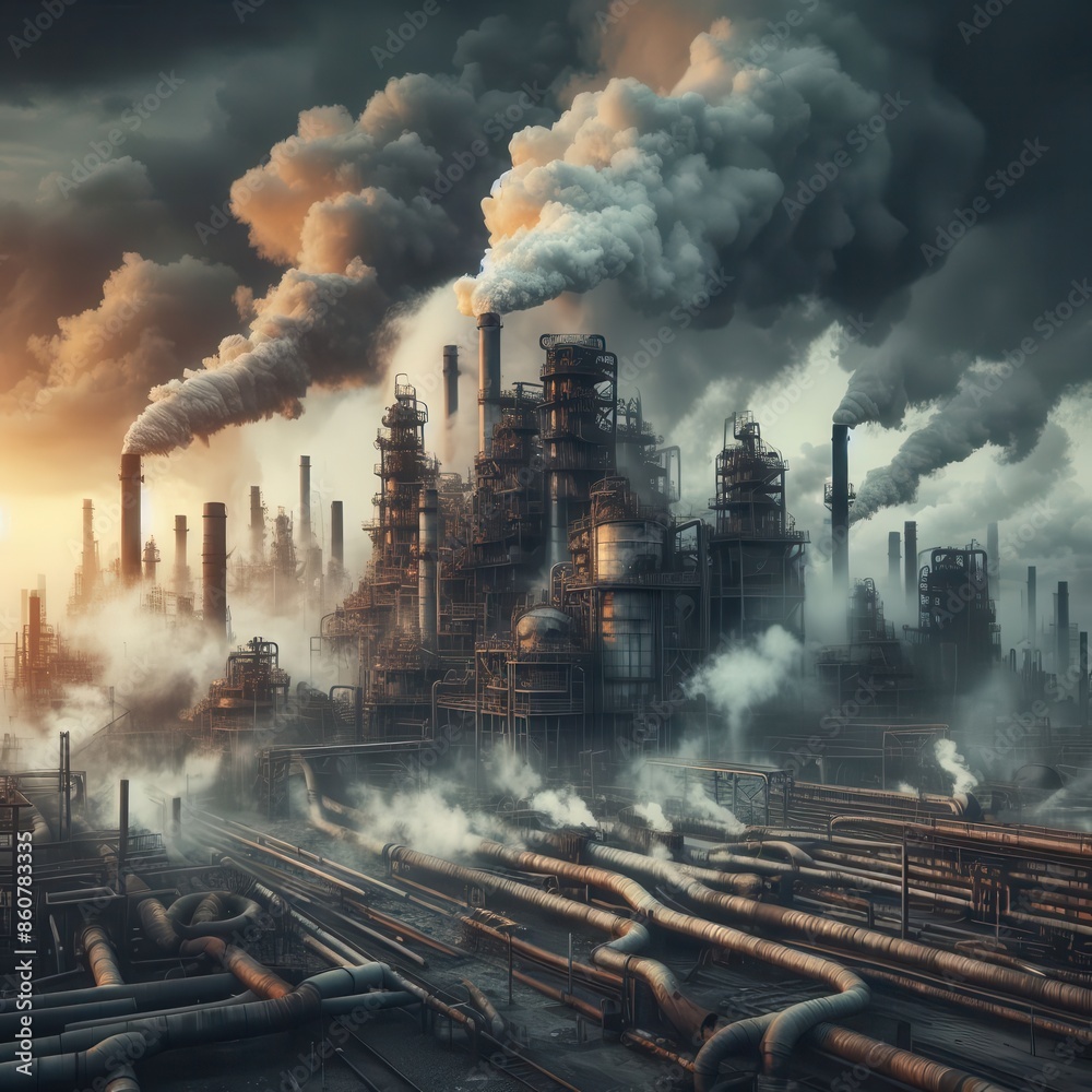 Toxic Legacy: Smoke billows from derelict pipes, a symbol of ...