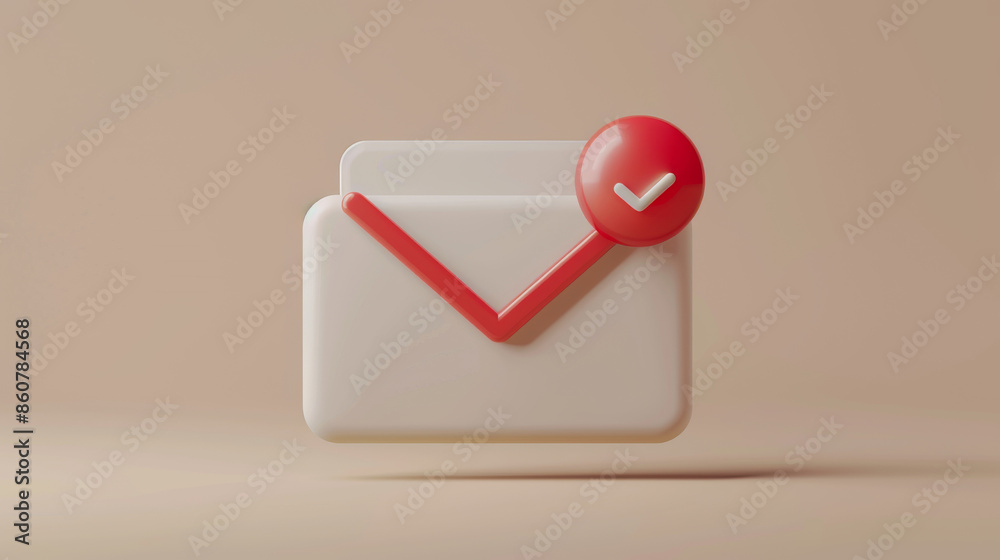 3D email icon with a new message notification. This modern email letter ...