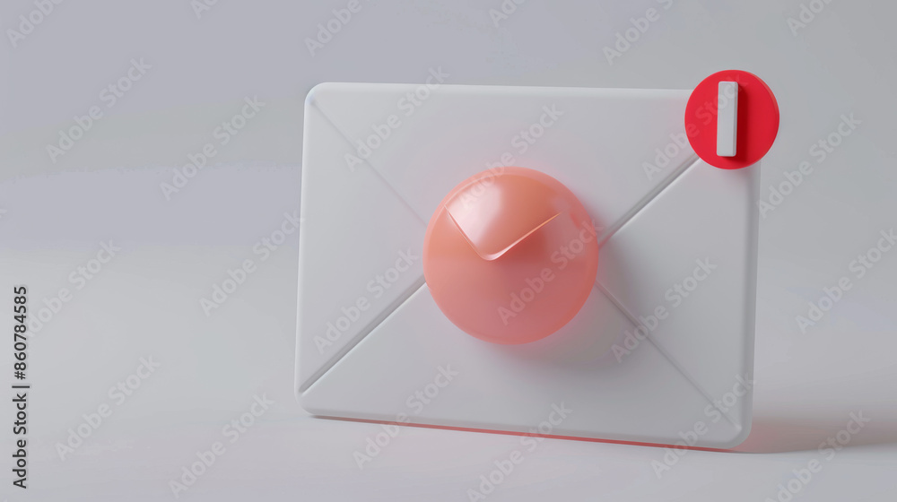 3D email icon with a new message notification. This modern email letter ...