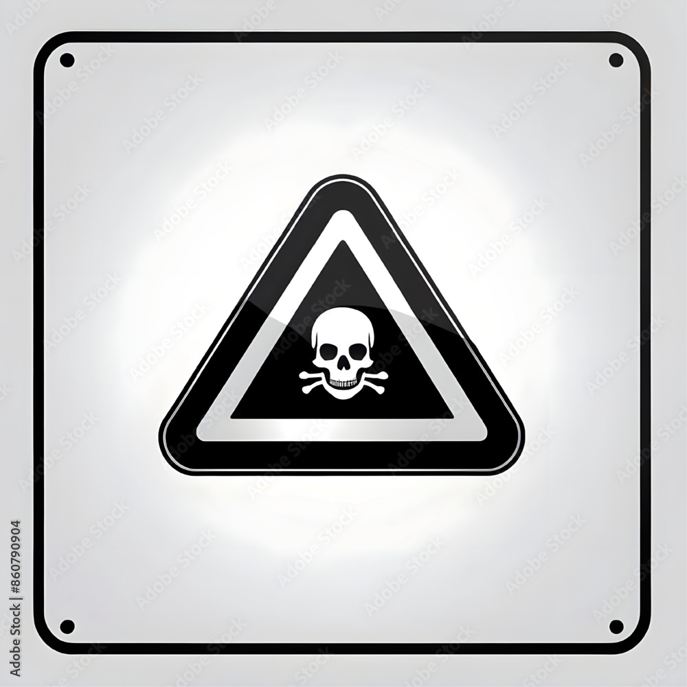 Danger Skull and Crossbones Warning Sign: A stark black and white ...
