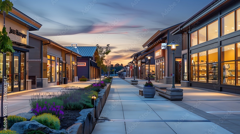 luxury outdoor shopping mall with each store front featuring James ...
