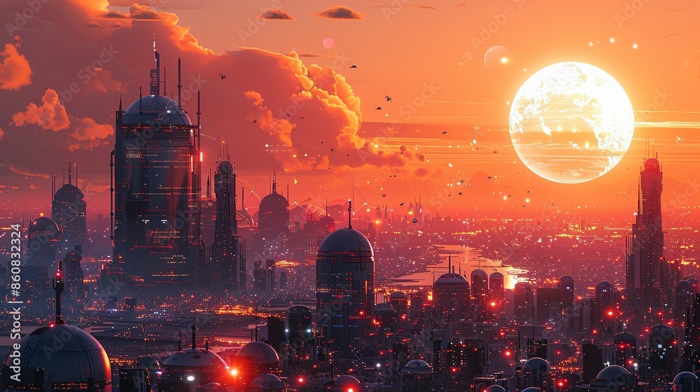 Robot Invasion: A high-tech city under siege by a swarm of robots, with ...