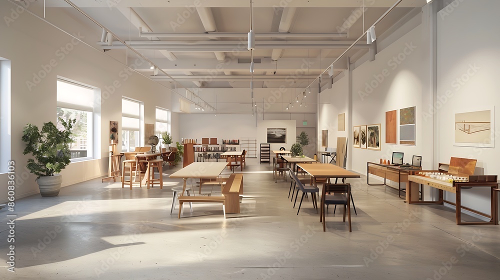 off-white modern art workshop space, offering classes and open studio ...