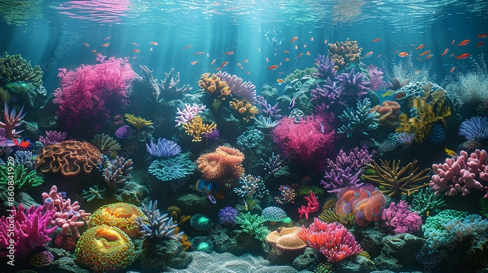 Visualize modern marine aquarium designs with illustrations of coral ...