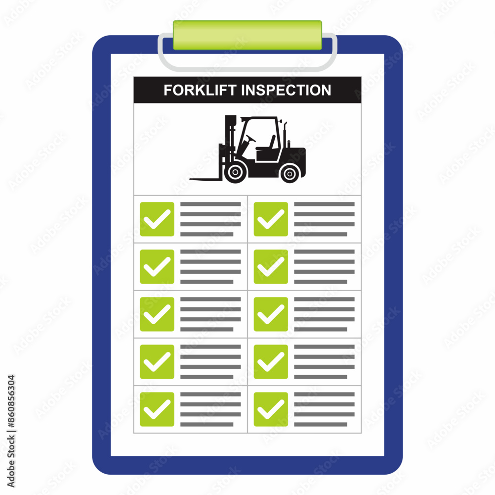 Vector illustration of forklift safety inspection checklist document ...