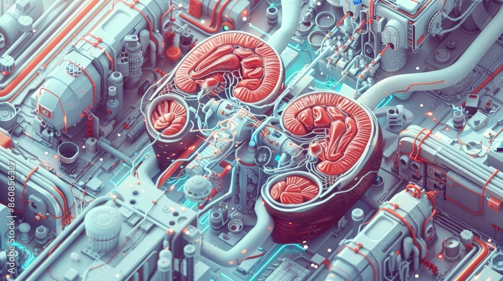 the process of human renal system, showing nephron function, filtration ...