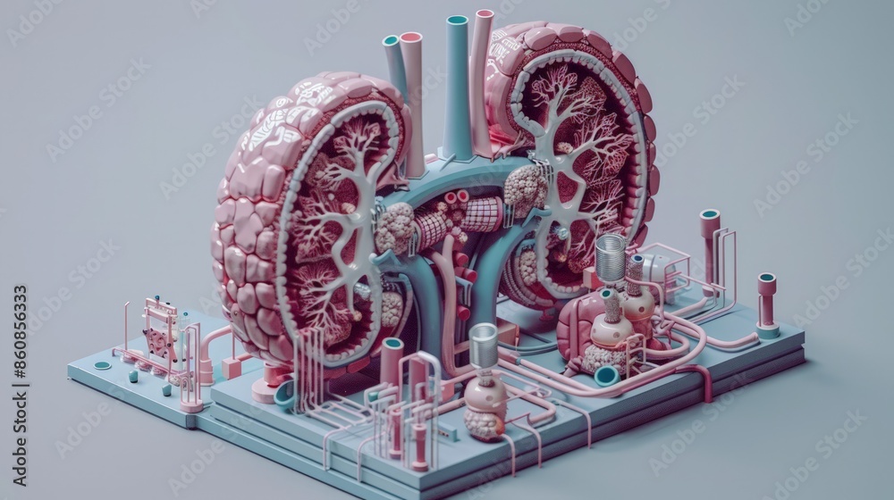 the process of human renal system, showing nephron function, filtration ...