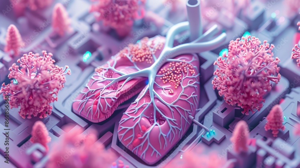 the process of human respiratory gas exchange, showing alveoli ...