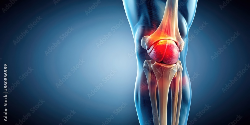 Labeled medical of patellar tendonitis, knee, injury, pain, jumping ...