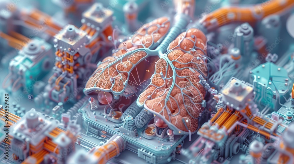 the process of human respiratory system, showing lung function, gas ...