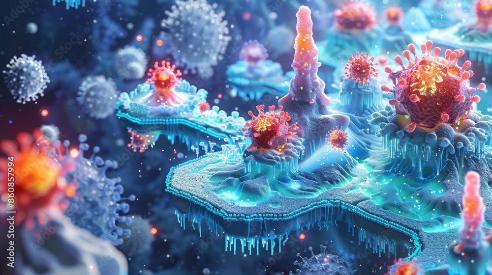 the process of human immune response, showing antigen recognition ...