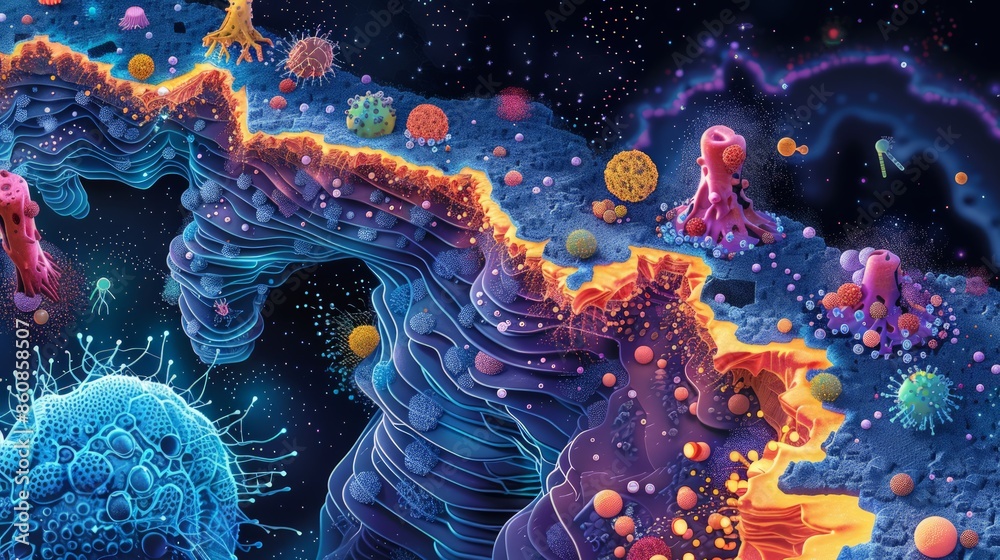 the process of cell signaling, showing receptor binding, signal ...
