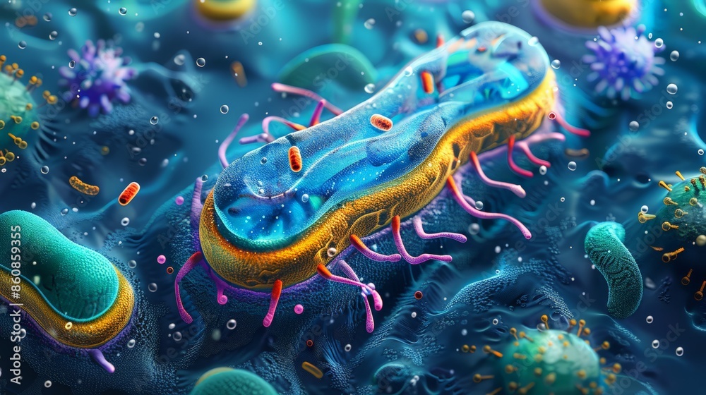 the structure of a bacterial cell, showing cell wall, plasma membrane ...