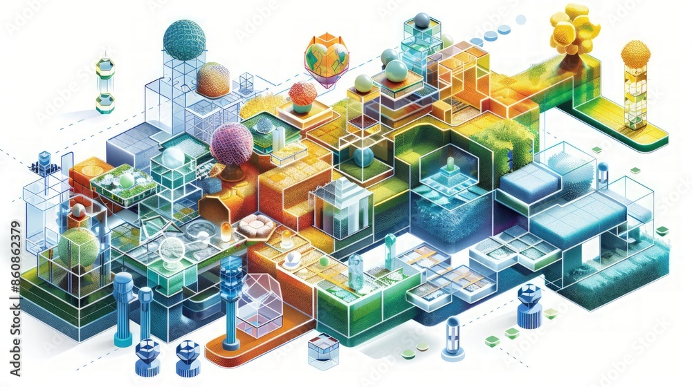 the process of crystallography, showing crystal lattices, unit cells ...