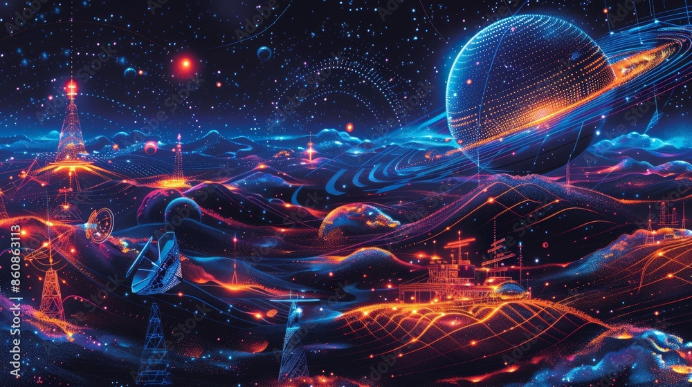 the principles of radio astronomy, showing radio telescopes ...