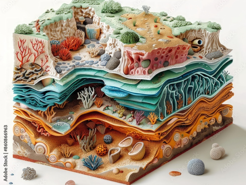 the human integumentary system, showing skin layers, hair follicles ...