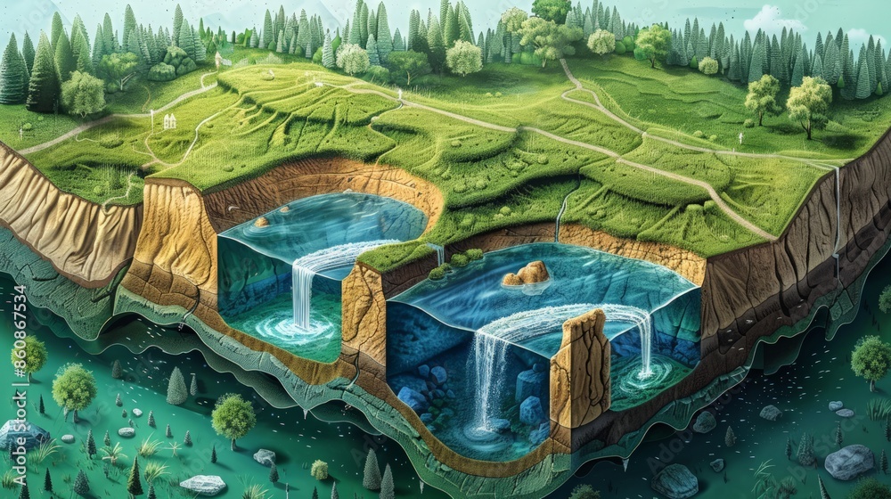 the principles of groundwater recharge, showing aquifers, recharge ...