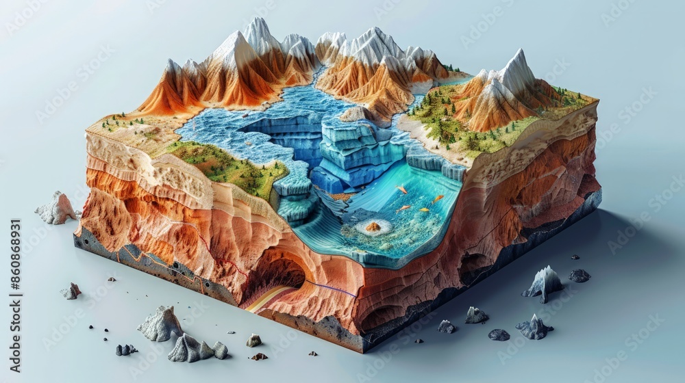 the principles of ocean trenches, showing subduction zones, trench ...