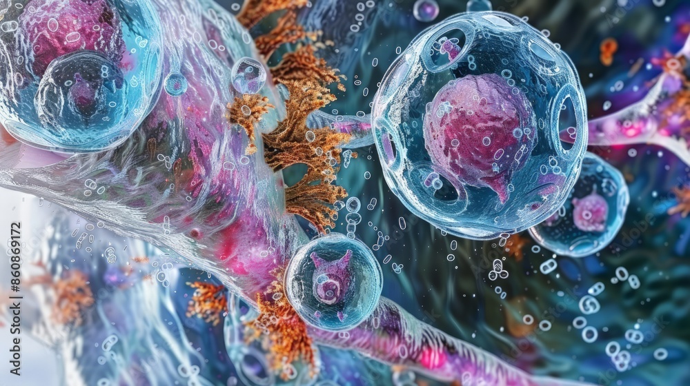 the process of cell apoptosis, showing cell shrinkage, chromatin ...