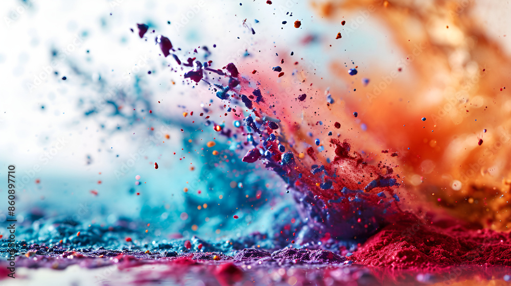 Colorful powder being thrown into the air, creating a vibrant explosion ...