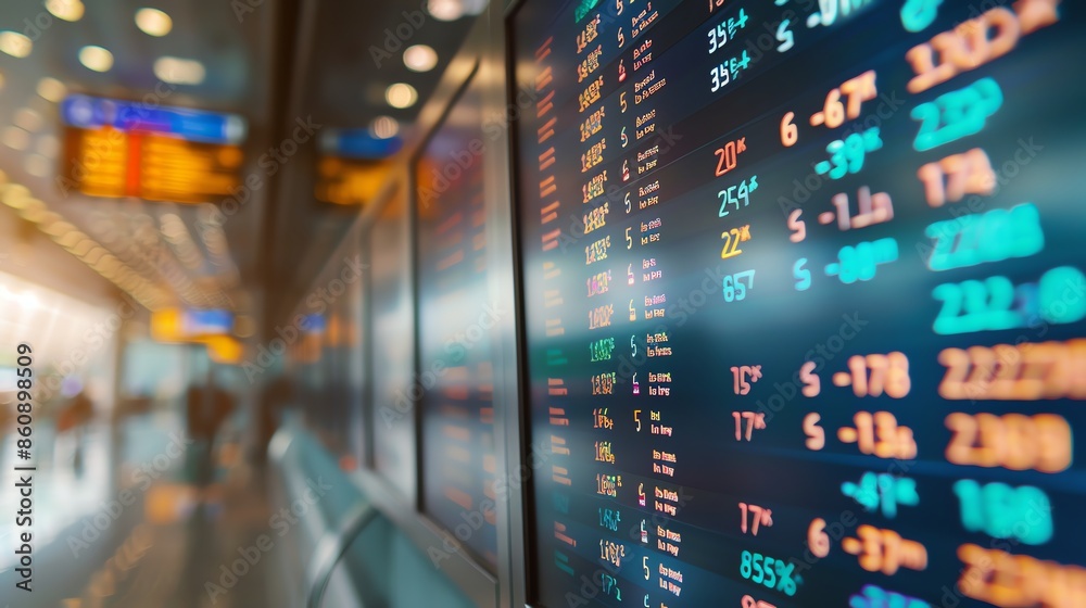 illustration of flight schedules at international airports, modern ...