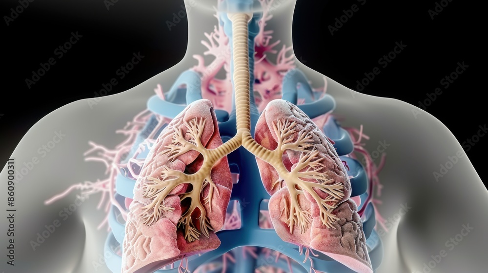Respiratory System: A high-resolution image of the human lungs and ...