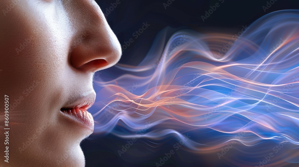 Olfactory Function: An image showing a nose with wave patterns ...