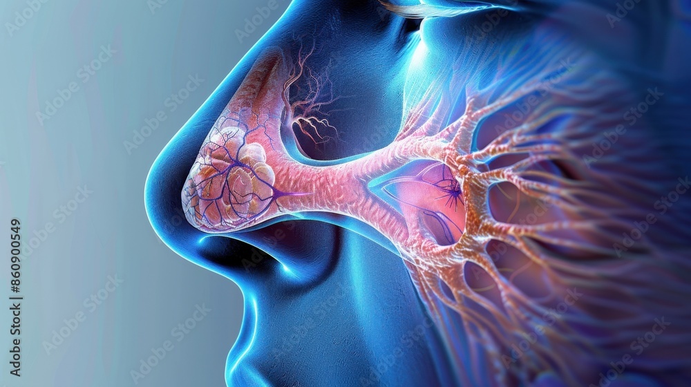 A visual representation of the human nasal cavity, showcasing the ...