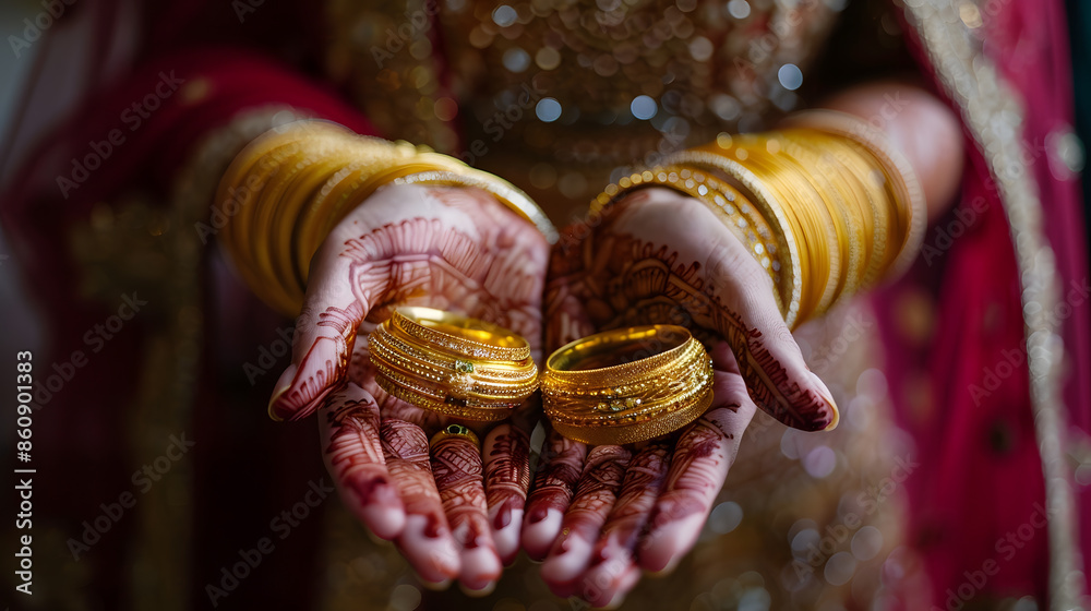 Pakistani Brides Showing Her Mehndi And Wedding Ring And Beautiful gold ...