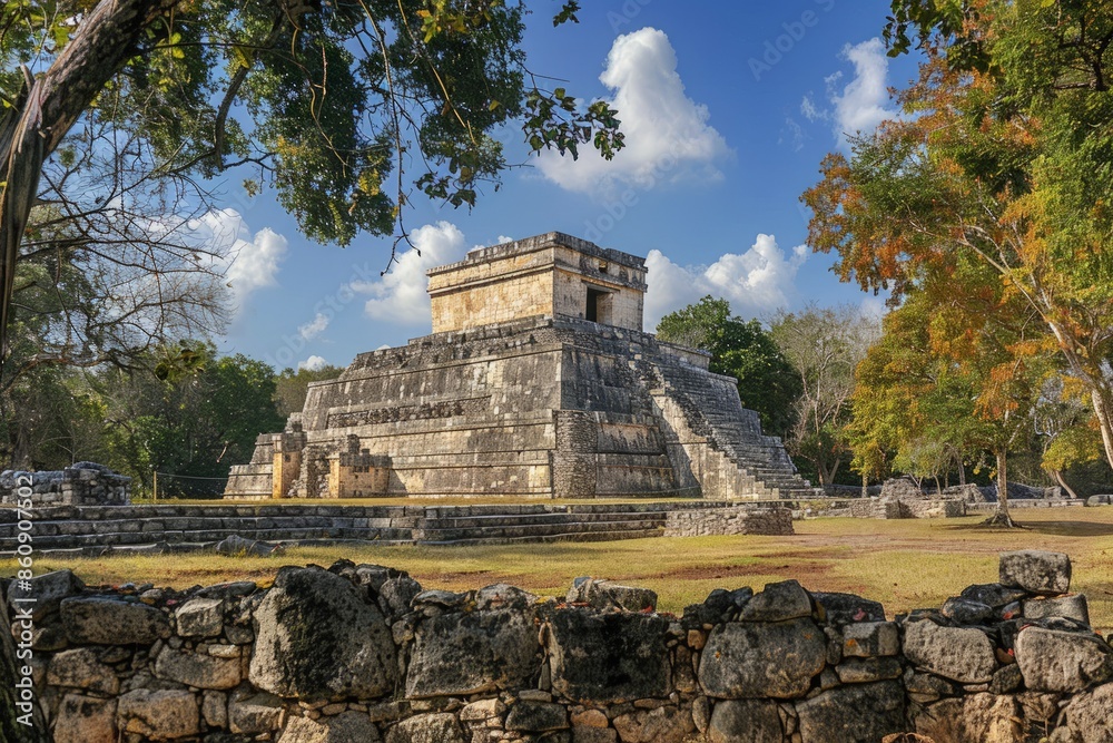 Ancient city of Chichen Itza, known for its grand pyramid and ancient ...