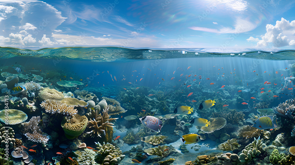 Vibrant Coral Reef Ecosystem with Diverse Marine Life Underwater ...
