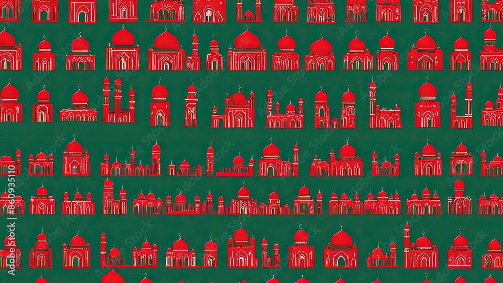 mosque red icon. symbol. ornament. element. minaret. illustration of a ...