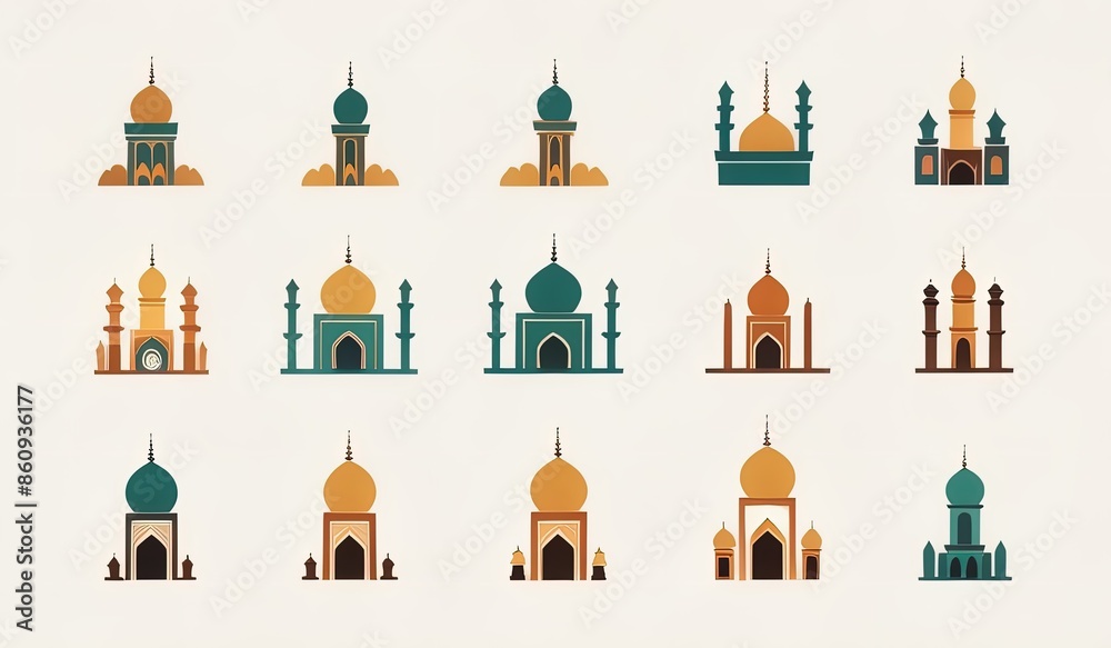 mosque red icon. symbol. ornament. element. minaret. illustration of a ...