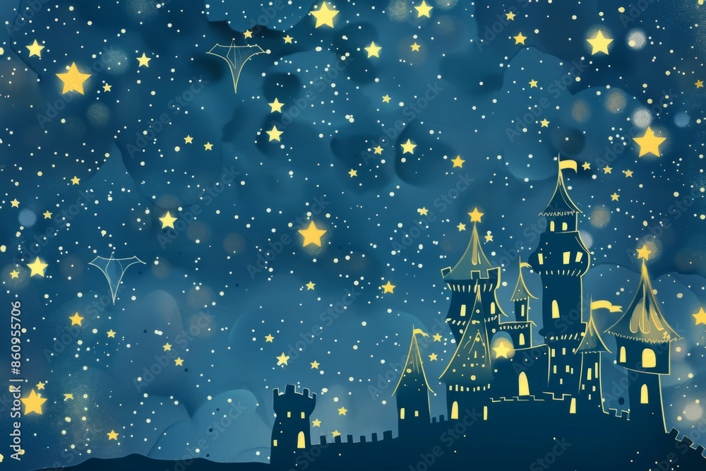 Cartoon cute doodles of twinkling starlight falling from the sky and ...